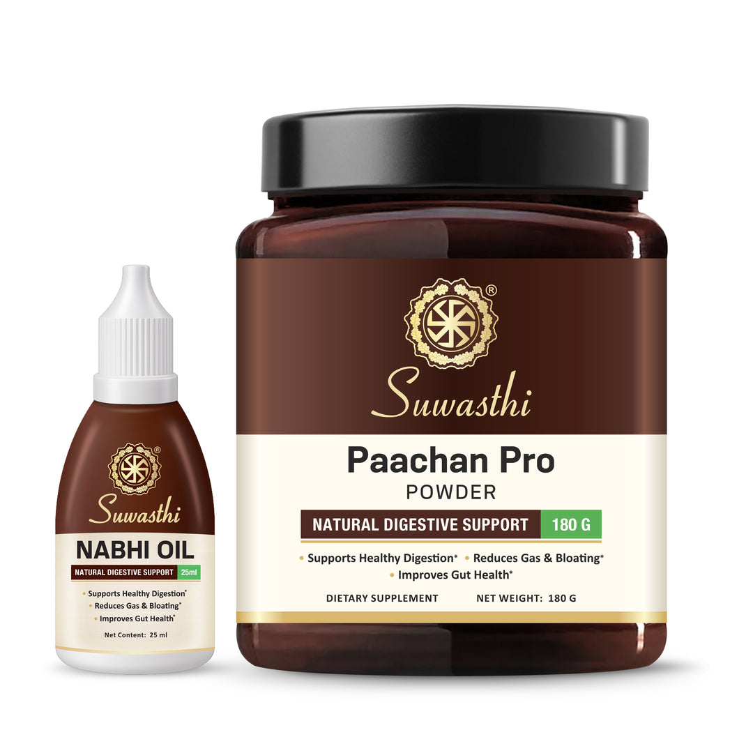 Suwasthi Paachan Pro Powder & Suwasthi Nabhi Oil with Shilashva Capsul ...